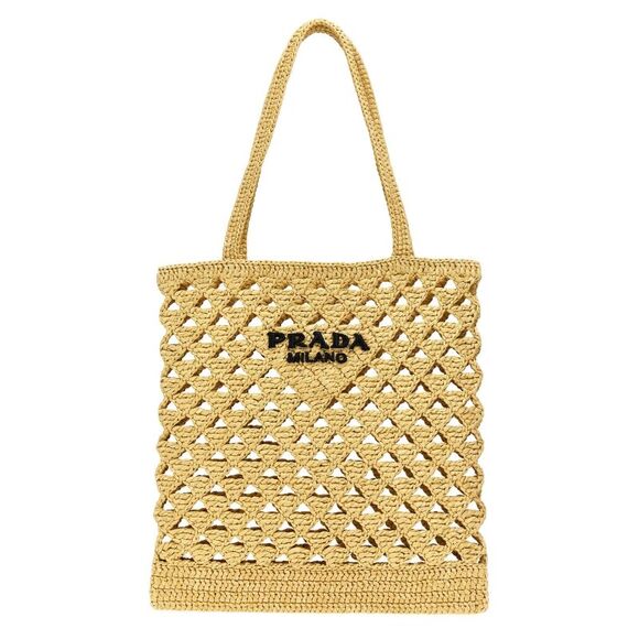 Prada | Bags | Prada Women Crochet Logo Shopping Bag | Poshmark